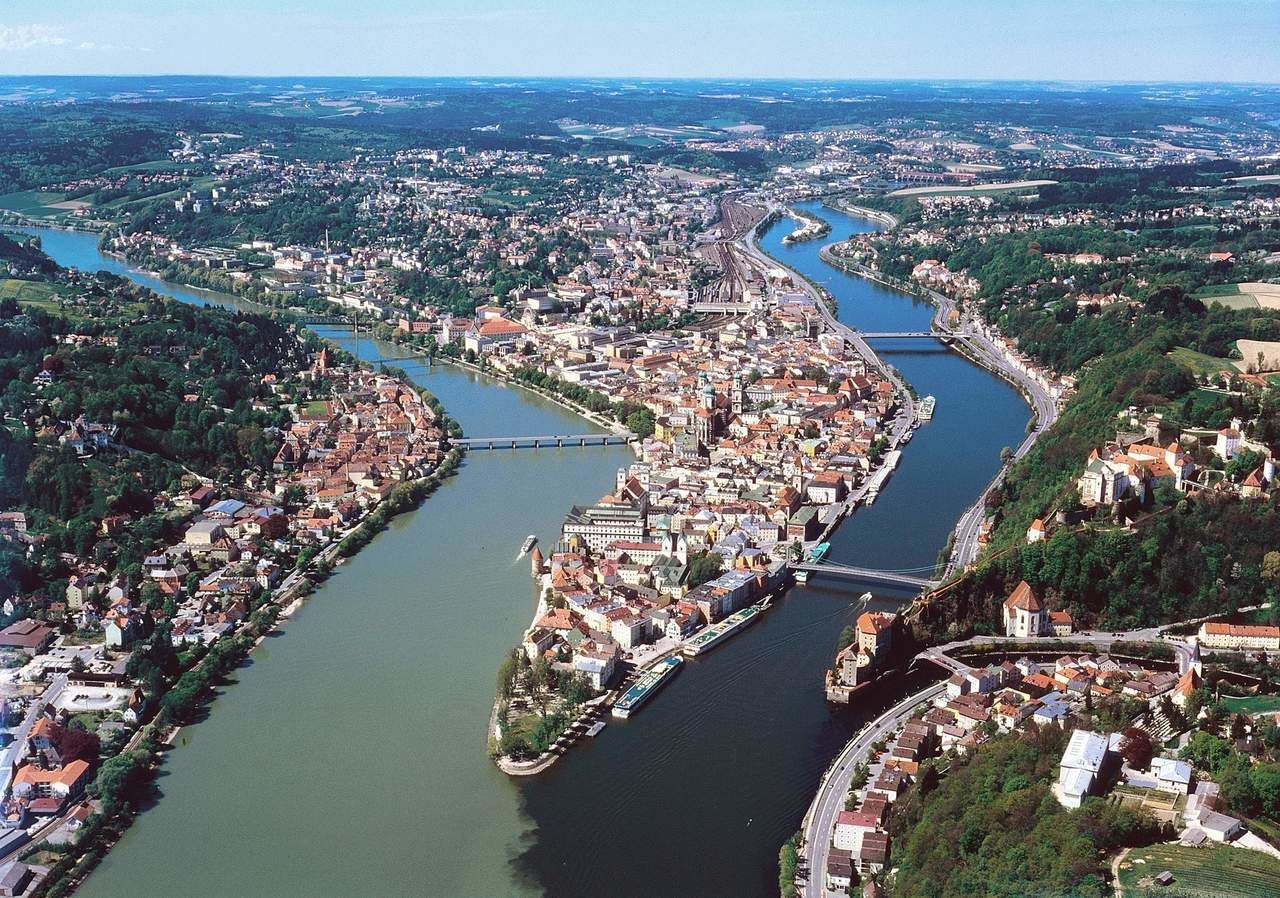 Dreiflüsse-Stadt Passau Niederbayern Dreiflüsse-Eck Donau Veste ...